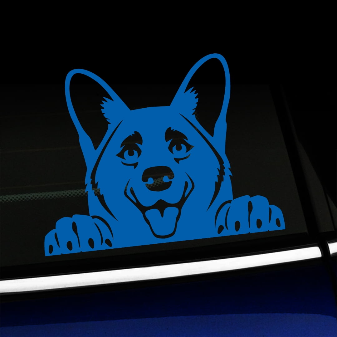 Peeking Corgi - Vinyl Car Decal - Choose Color - [AZURE BLUE] - Walmart.com