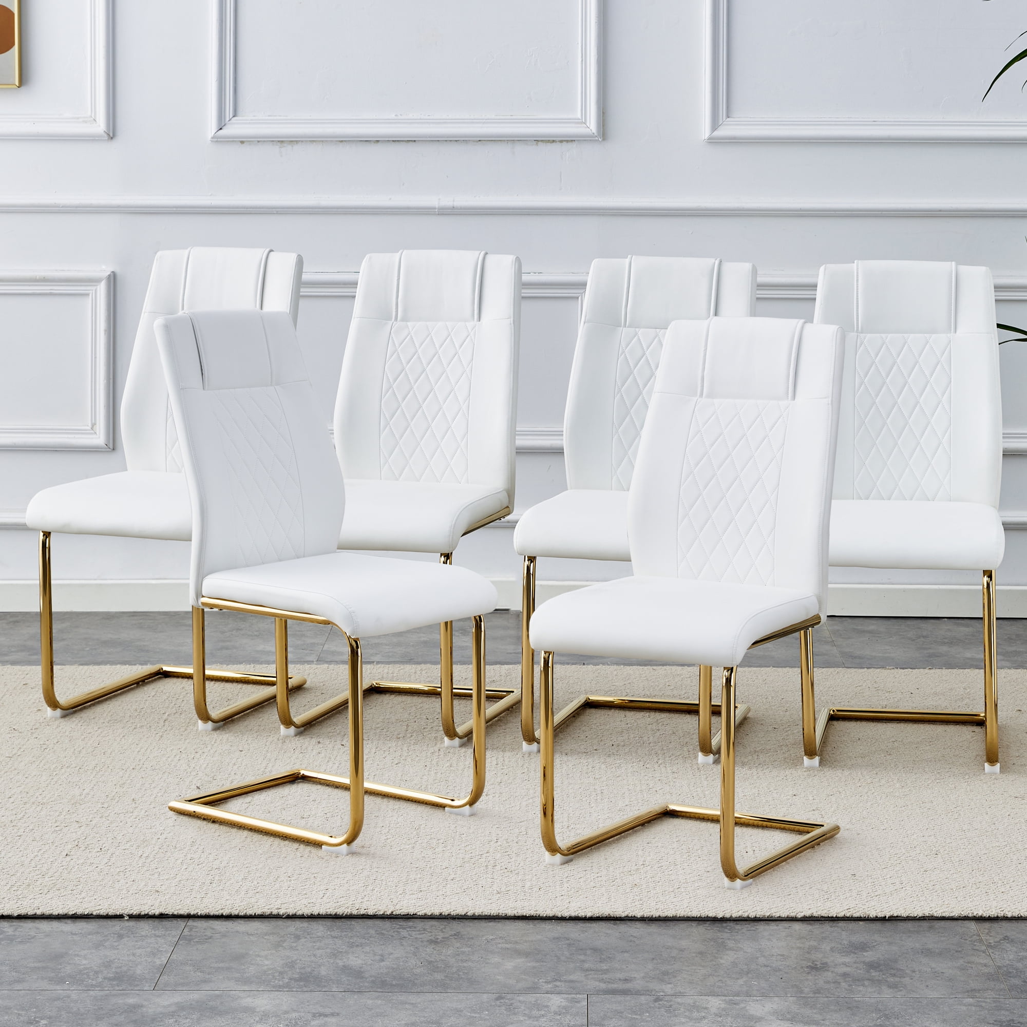 Click here for Noble House Modern Style White Pu Dining Chairs (6... prices