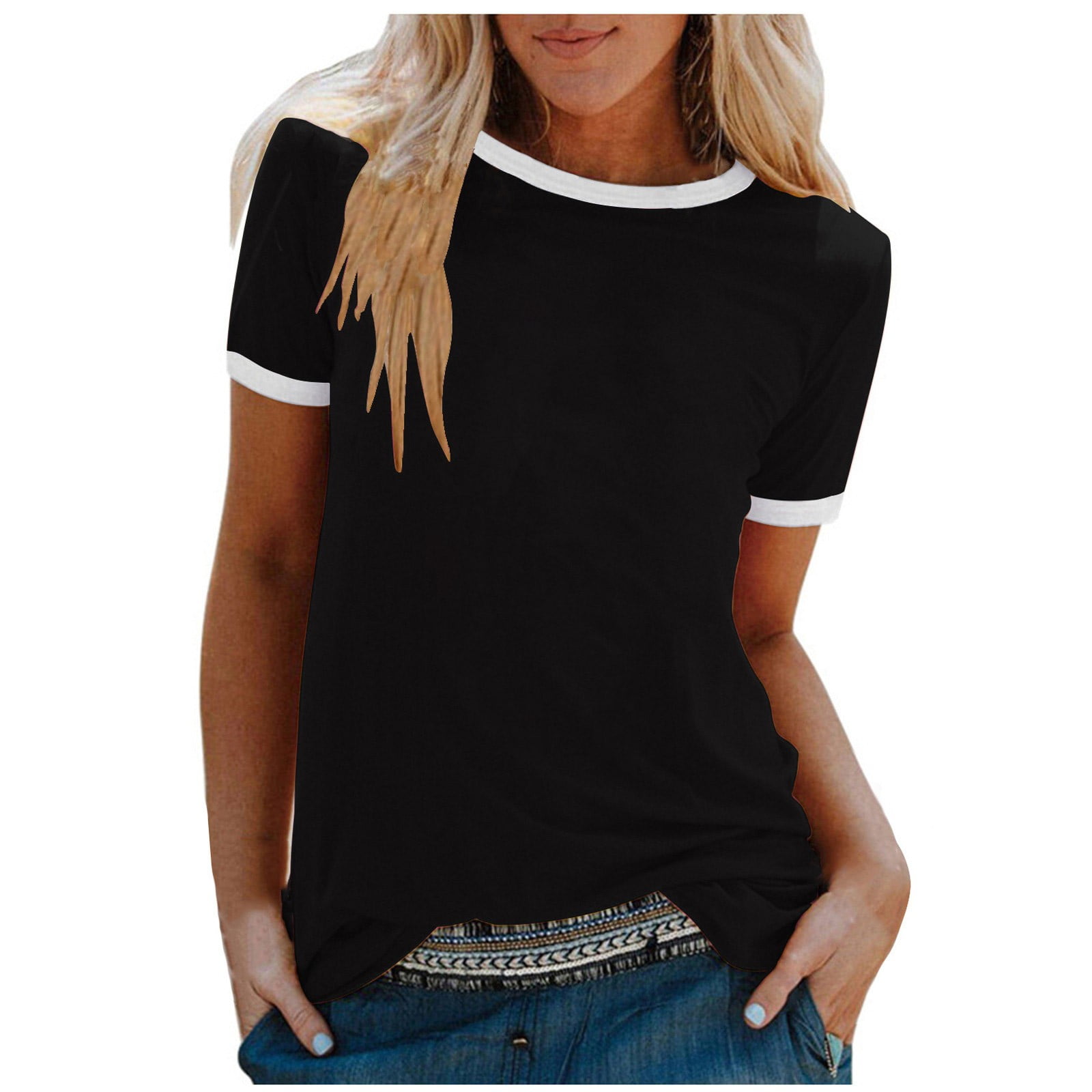 Click here for Timegard Plus Size Tops For Women Summer Round Nec... prices