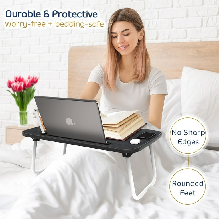 Nestl Adjustable Laptop Bed Tray Table Portable Lap Desk with Foldable Legs Space Saving Lapdesk Large Large