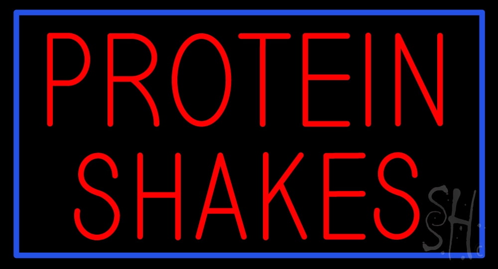 Red Protein Shakes with Blue Border LED Neon Sign 20 x 37 - inches ...