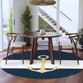 6Ft Round Rug, Yellow Anchor Nautical Non-Skid Rubber Backing Large ...