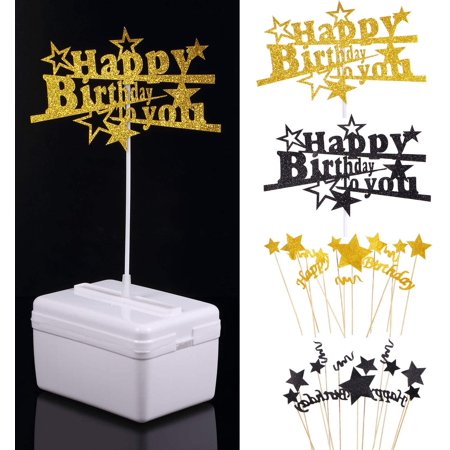 Money Cake Dispenser Box Set Happy Birthday Cake Toppers Star Cupcake ...