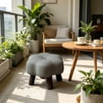 Hyknon Small Foot Stool Ottoman, Floral Round Faux Leather Wood Leg ...