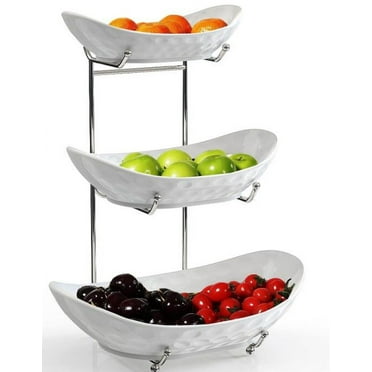 CACAGOO Fruit Bowl for Kitchen Counter - 2 Tier Serving Bowls with ...