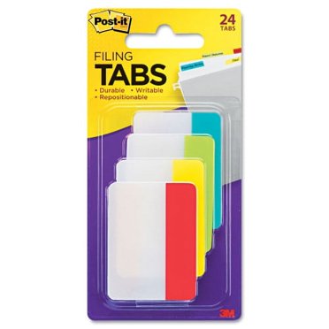 Post-it Tabs, 3 in. Solid, Assorted Colors, 6 Tabs/Color, 4 Colors, 24 ...