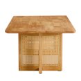 Noble House 47.24" Solid Wood and Faux Rattan Tea Table, Rubberwood ...