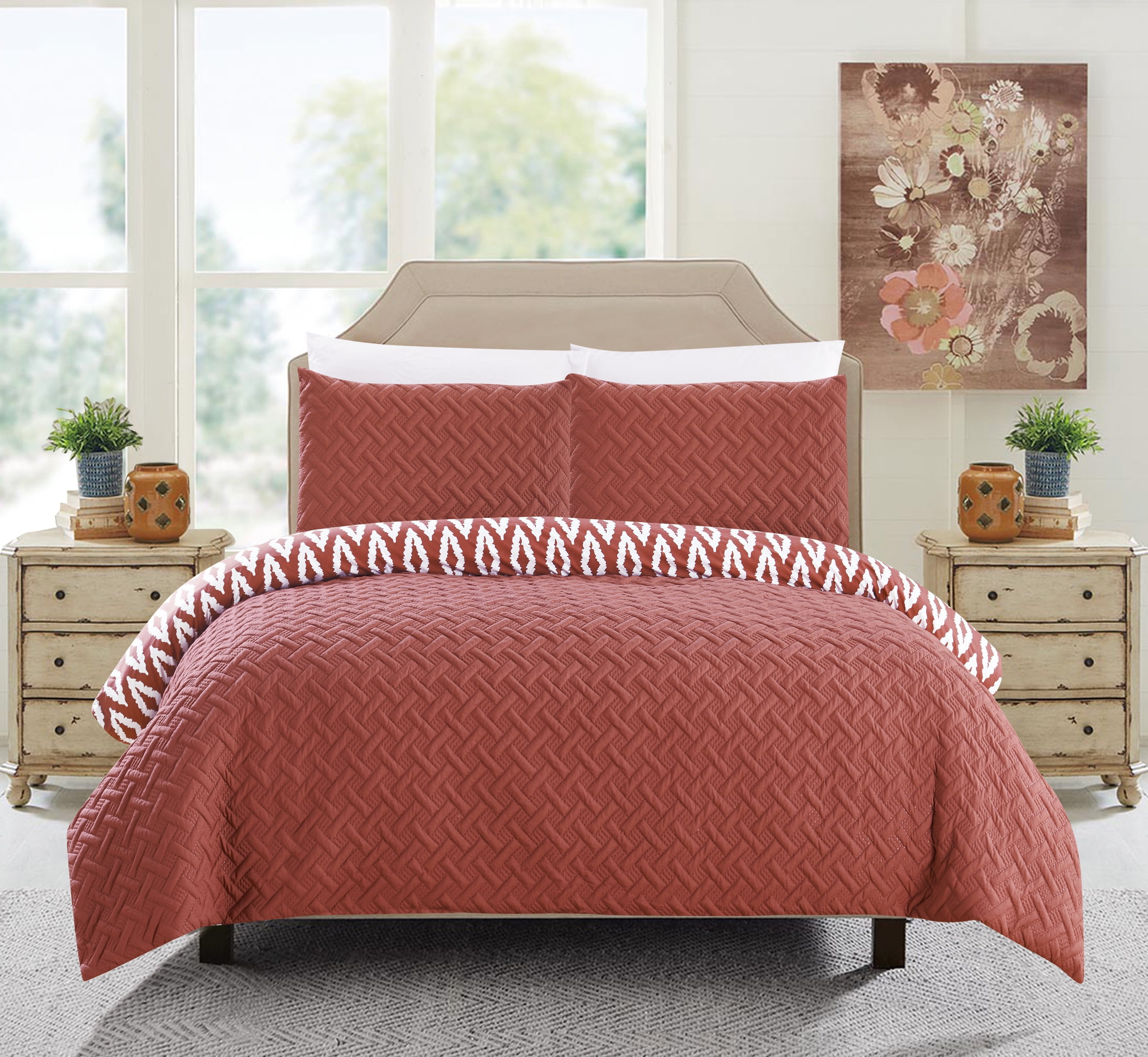 Chic Home Sabina 3-Piece Reversible Geometric Comforter Set, King ...