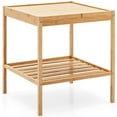 Canddidliike 2 Pack Outdoor Patio Bamboo Garden Side Table with Storage ...