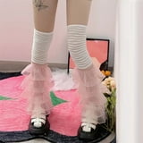 wsevypo Women's Ruffled Lace Patchwork Thigh High Socks with Leg ...
