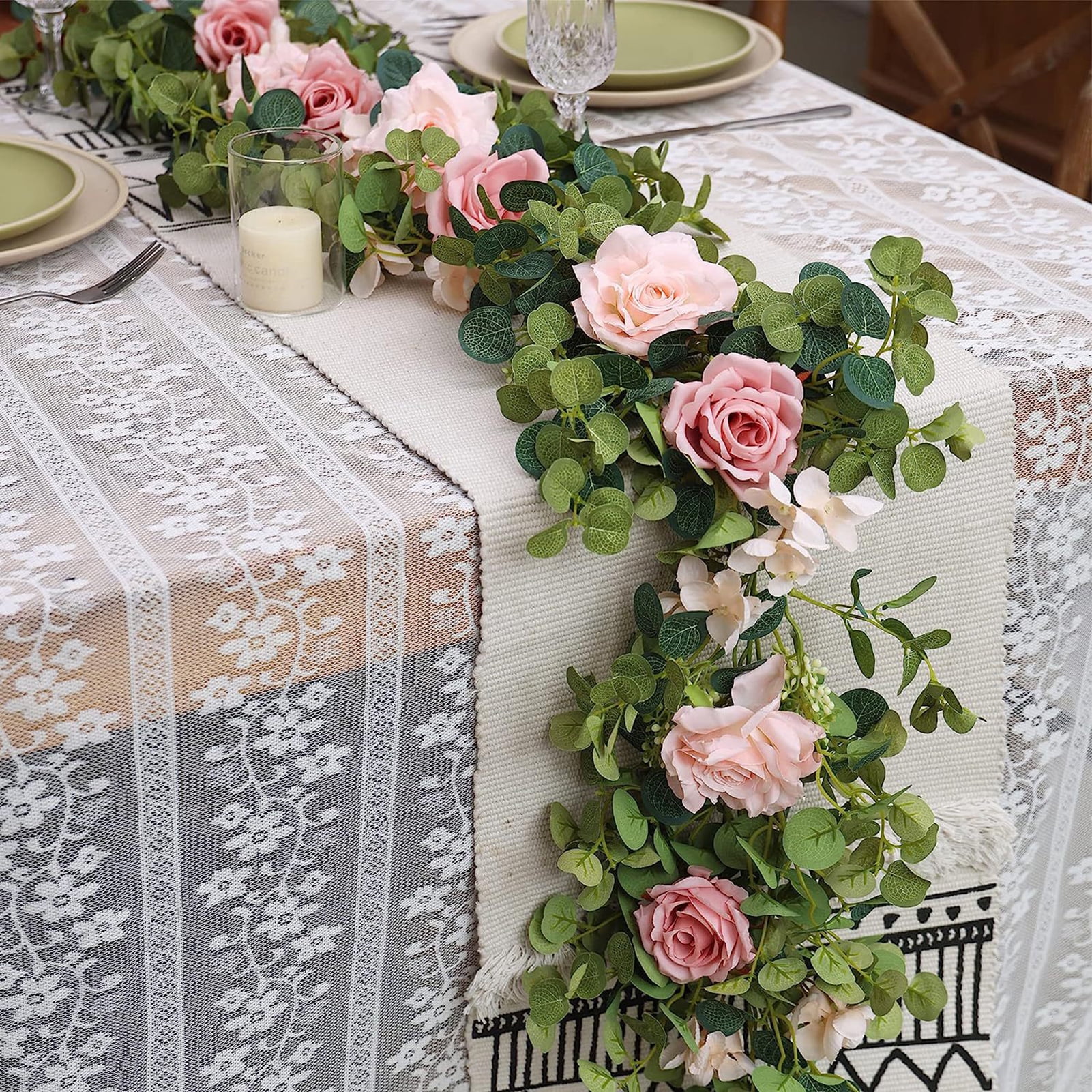 Honrane Realistic Artificial Flower Garland: Elegant Fake Rose Vine ...