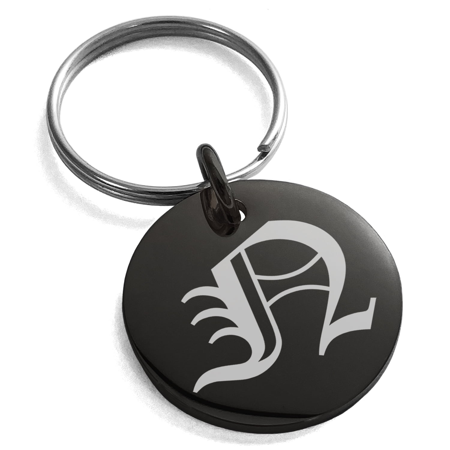 Stainless Steel Letter N Initial Old English Monogram Engraved Small ...