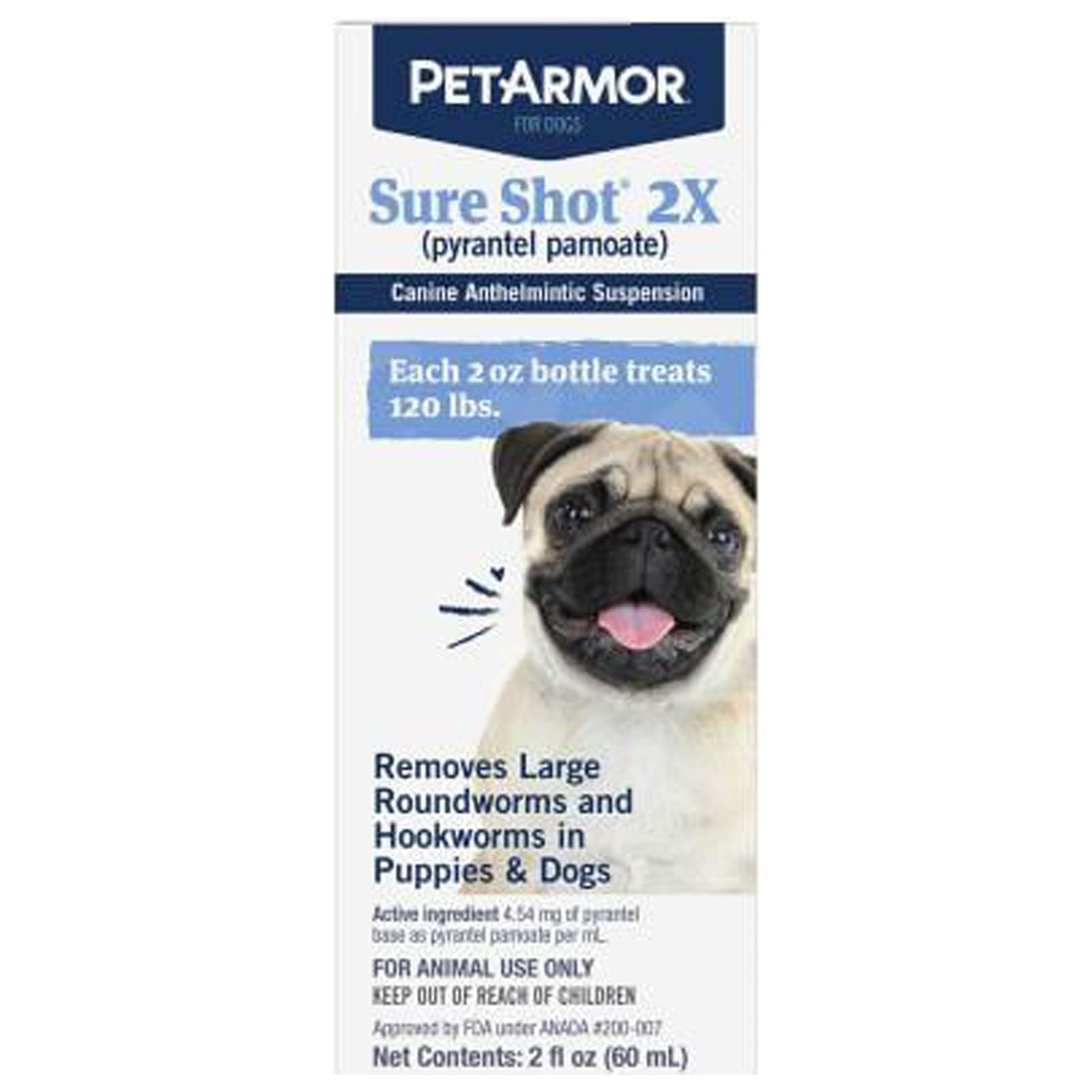 PetArmor 02716 Sure Shot 2X (Pyrantel Pamoate) Liquid Wormer for Dogs and Puppies, 2-oz ...