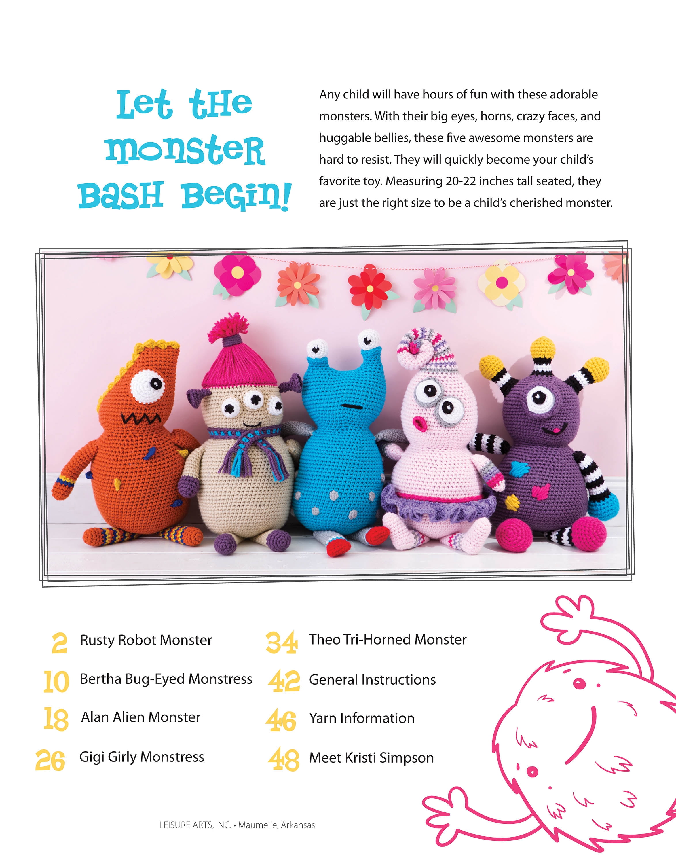 Leisure Arts Huggable Monsters Crochet Book - Walmart.com