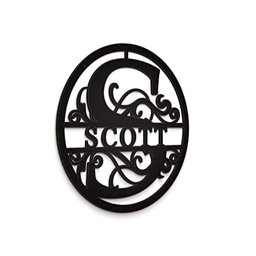JASS GRAPHIX Scott 12" Circle Black Aluminum Composite Monogrammed Sign ...