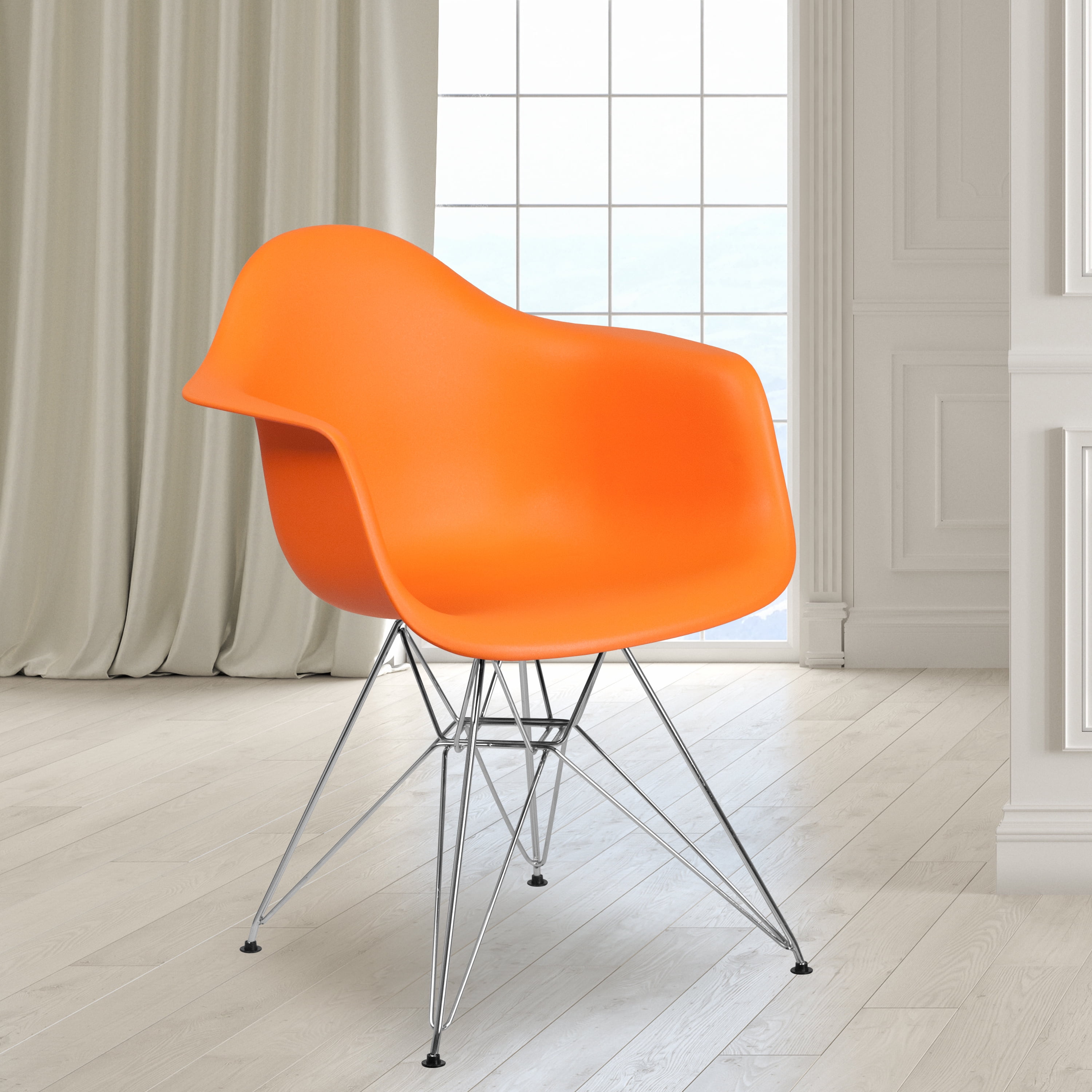 Flash Furniture Alonza Series Orange Plastic Chair with Chrome Base ...