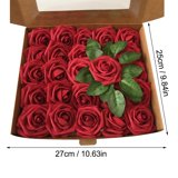Artificial Rose Flowers - Realistic Silk-Touch Plastic, Vibrant Red ...