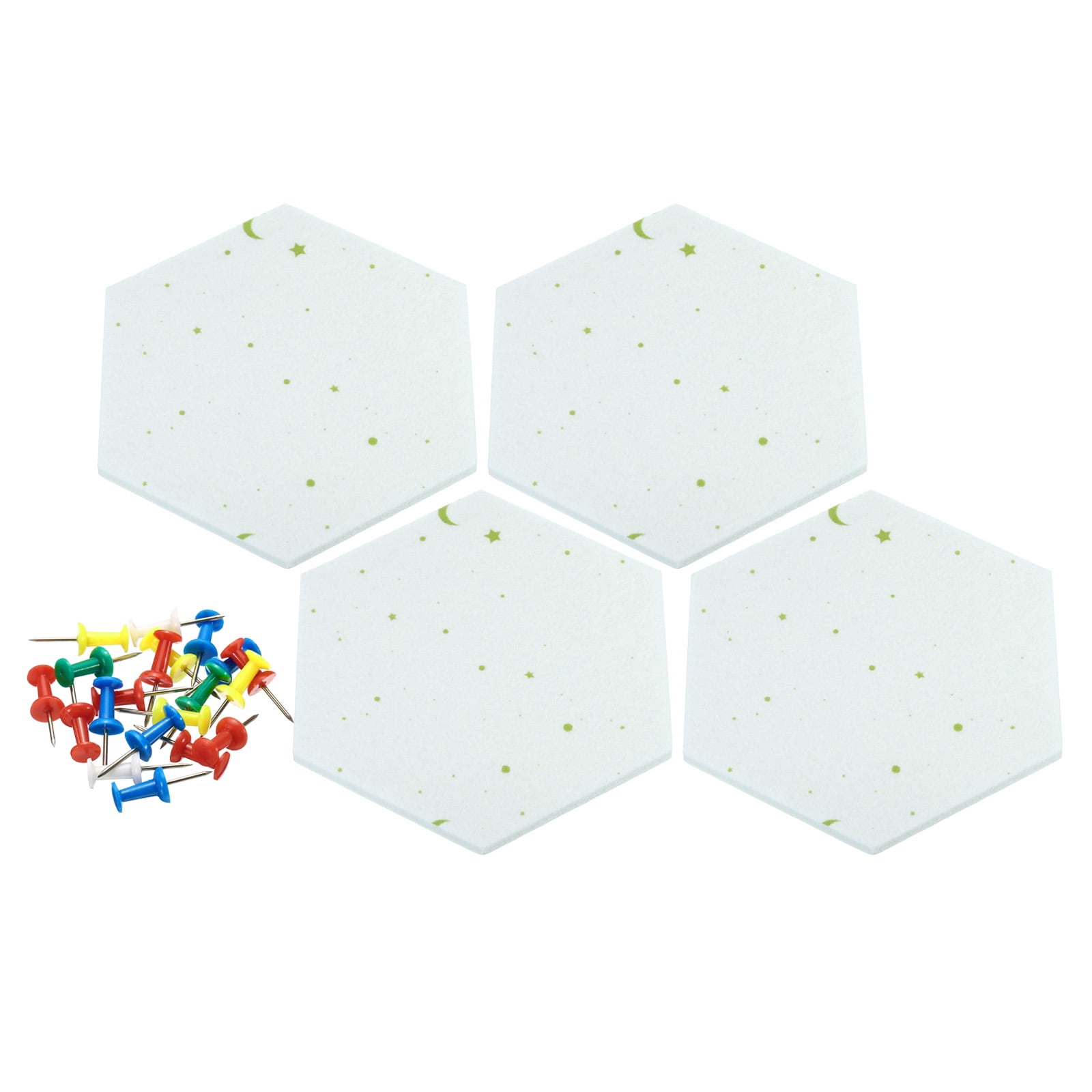 Uxcell Self Adhesive Hexagon Moon Wall Pin Felt Bulletin Board Tiles