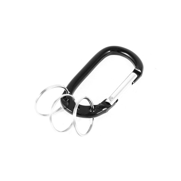 Unique Bargains - Black Aluminum Carabiner Clip w 3 Split Key Ring ...