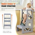 SKYSHALO Toddler Natural Pine Wood Kitchen Helper Step Stools, 34 inc ...