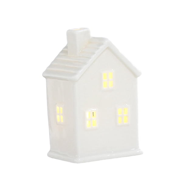 Ceramic House with LED LED Night Light for Fireplace NightStand Coffee ...