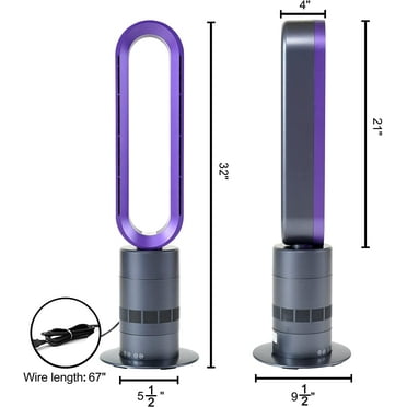 KONWIN Bladeless Oscillating Tower Fan 48 Inch with Remote 3 Modes & 3 ...