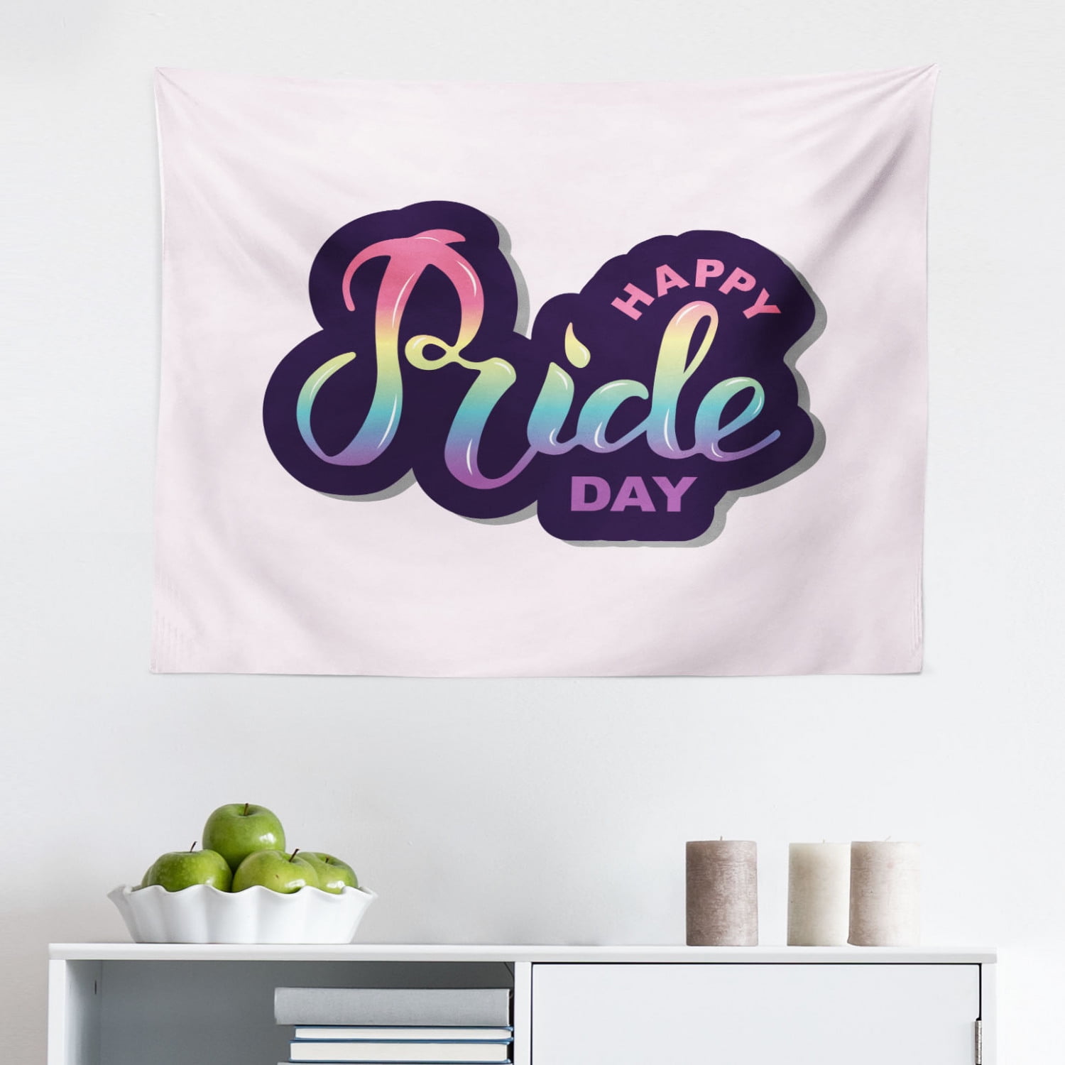 Pride Tapestry, Gay Pride Text As Clouds with Rainbow Colorful Pastel ...