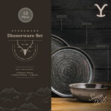 Yellowstone 12-Piece Ceramic Dinnerware Set, Stoneware with Reactive ...