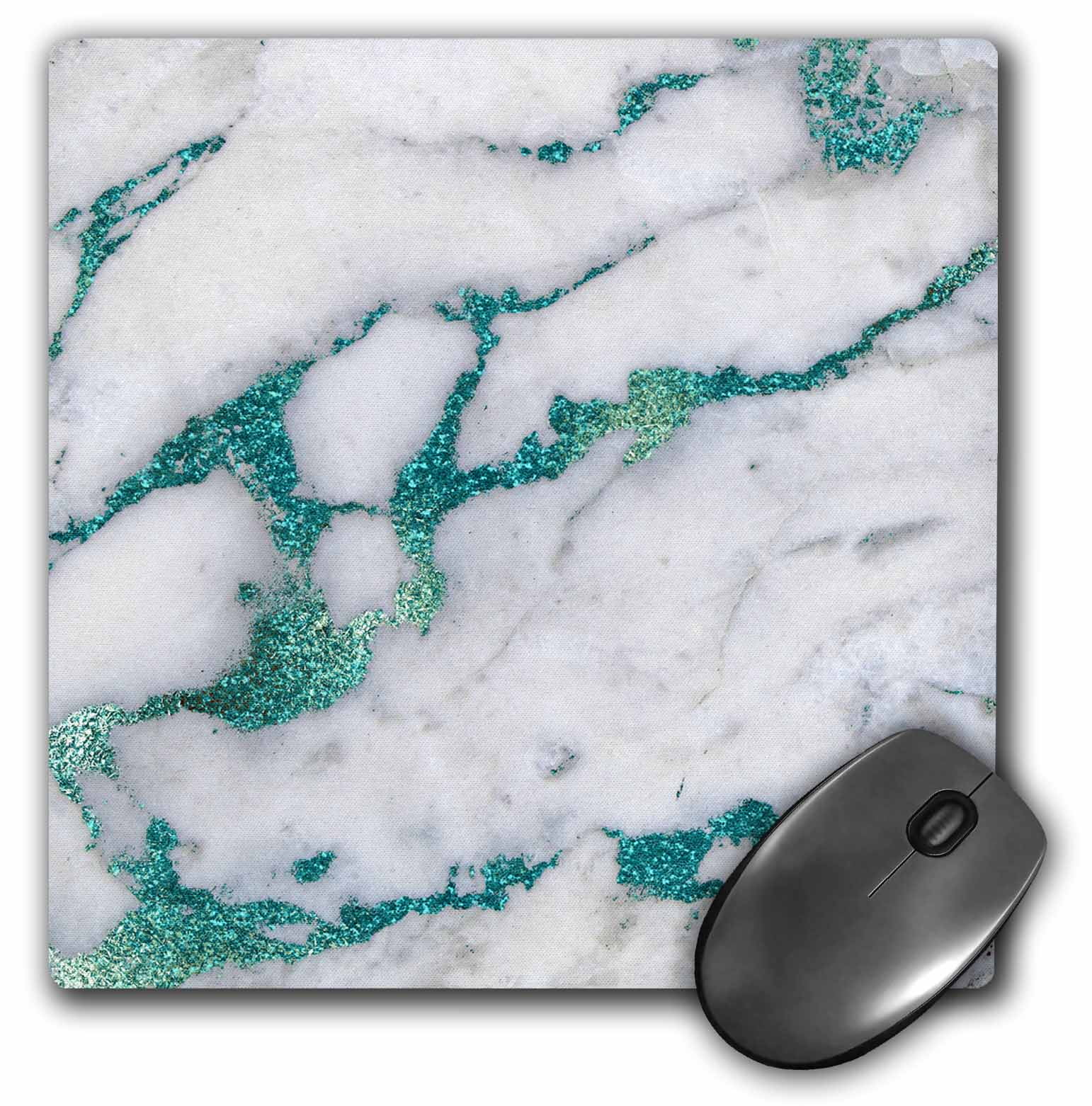 3dRose Image of Luxury and Trendy Teal Metal Glitter Veins Gray Marble ...