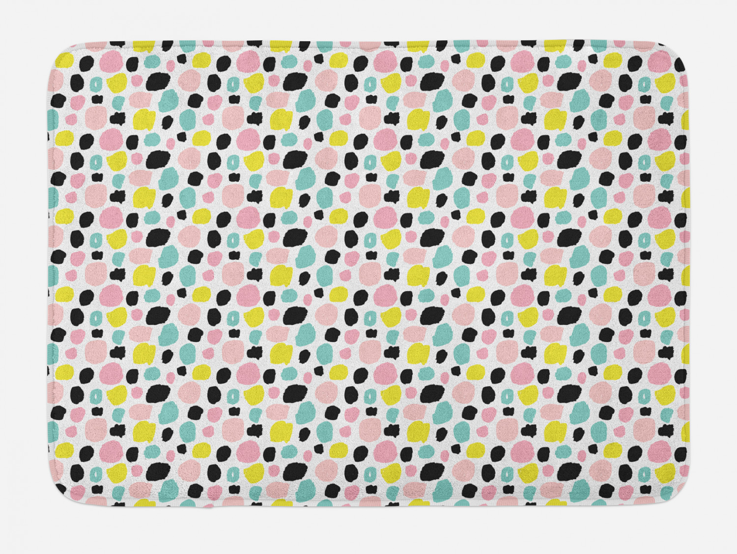 Colorful Bath Mat, Pastel Colored Spotty Pattern with Brush Strokes ...