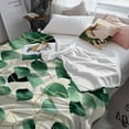 Flannel Throw Blanket for Couch Sofa Bed,Watercolor Green Leaves Color ...
