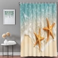 Bathroom Shower Curtain Summer Beach Scene Starfish Ocean Waterproof ...