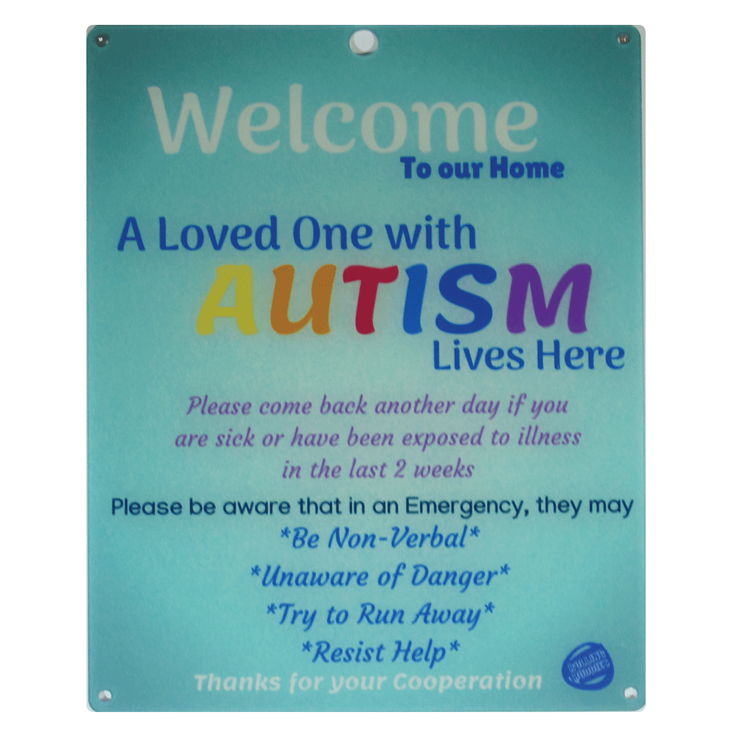Autism Child Door Sign - Light Blue - Walmart.com