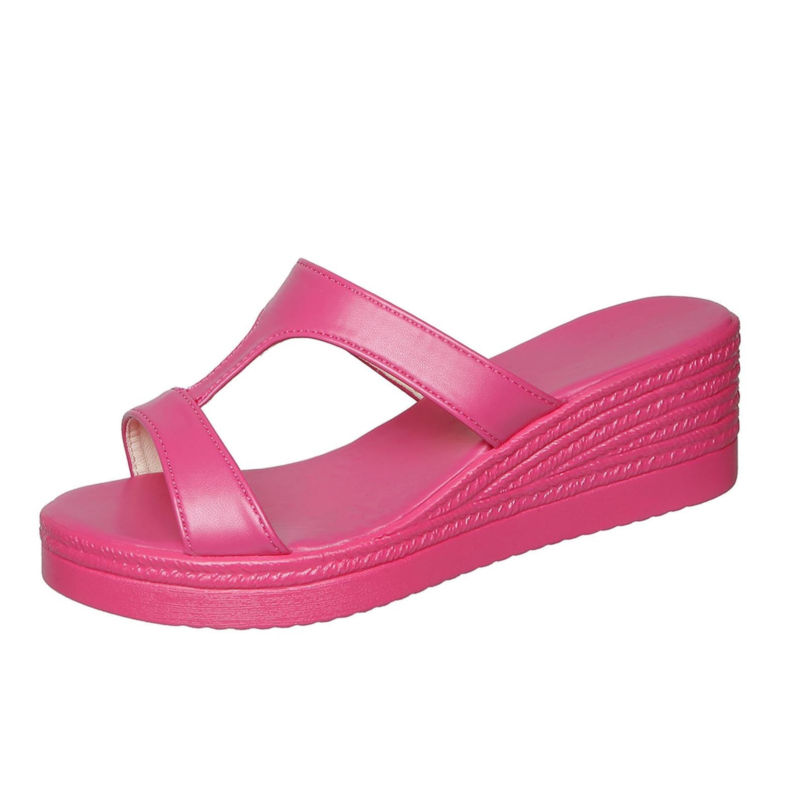 Click here for Wdhugt Hot Pink Women Casual Wedge Sandals Fish Mo... prices
