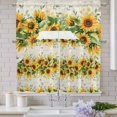 3 Pieces Swag Kitchen Curtains Set, Sunflower Valance Swag & Small ...