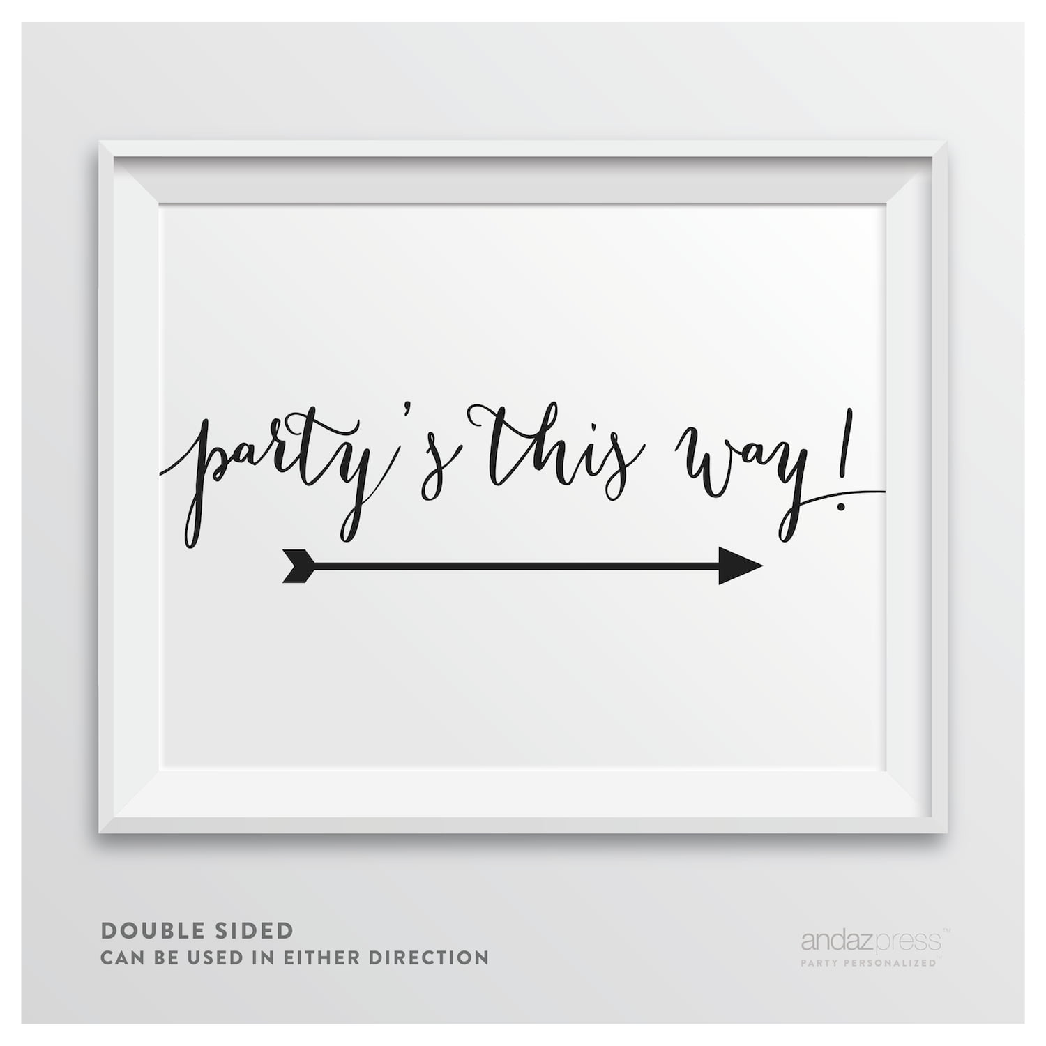 Party's This Way Formal Black Wedding Party Directional Signs, Double ...