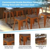 BizChair 18" Backless Table Height Stool with Wooden Seat, Stackable ...