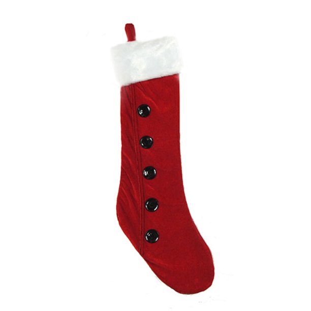 24" Vibrant Red Elongated Button Front with White Trim Christmas ...