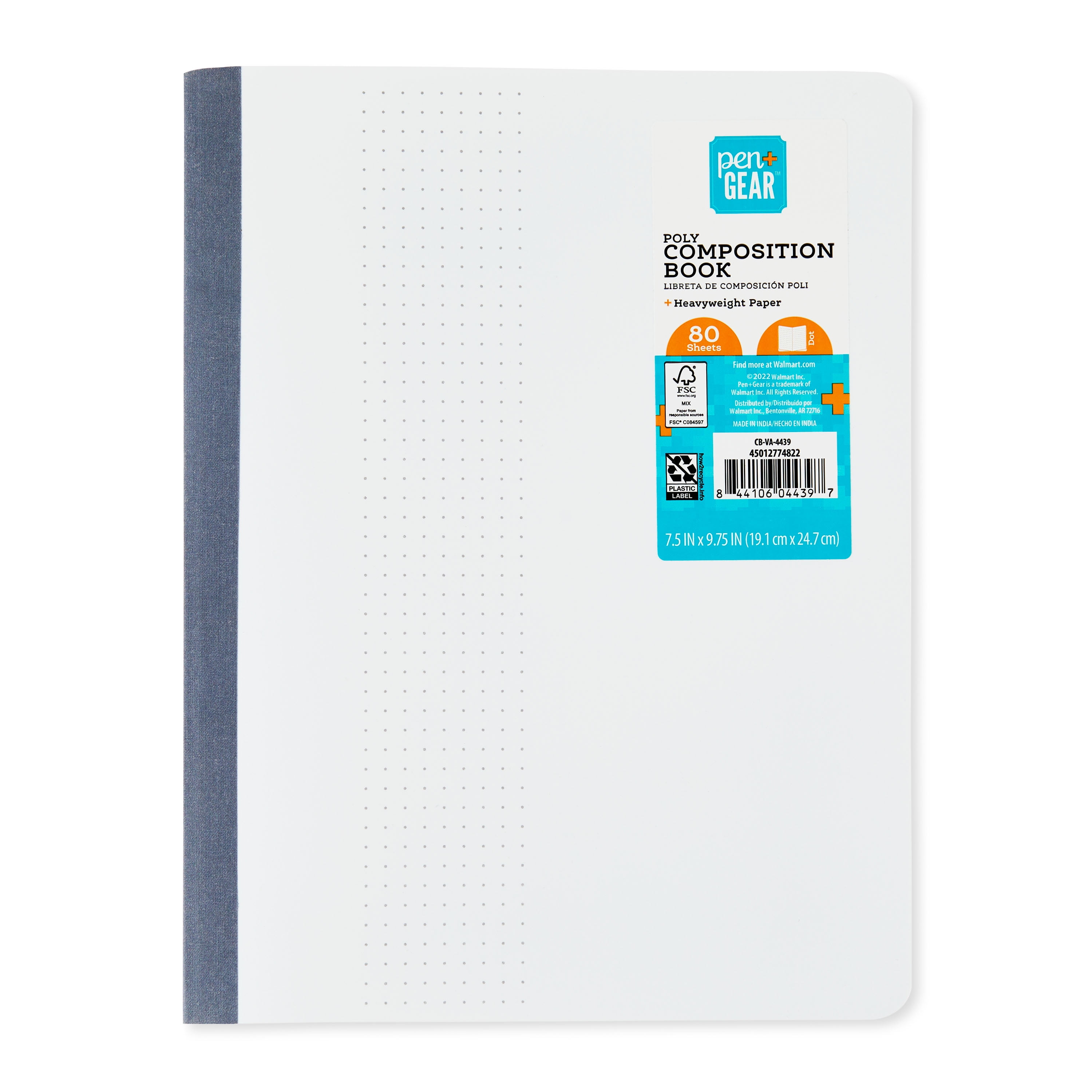Pen+Gear Dot Ruled Composition Notebook, 7.5" x 9.5", White, 80 Sheets ...