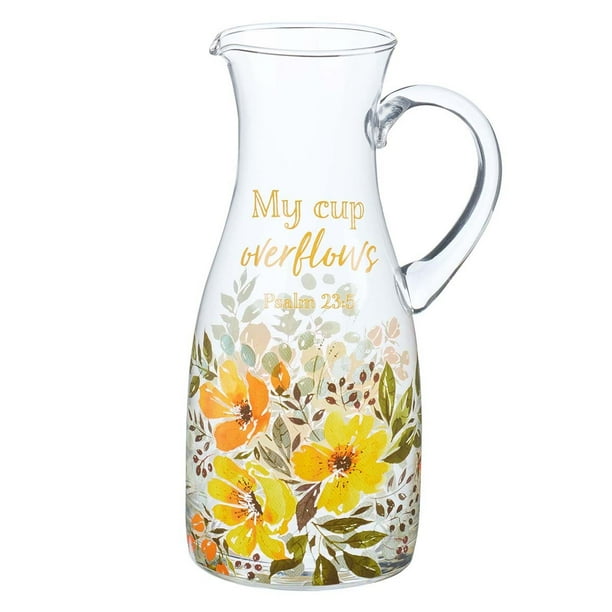Christian Art Gifts Glass Serving Pitcher with Handle - My Cup ...