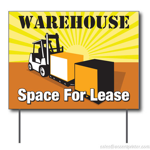 Warehouse Space For Lease Curbside Sign, 24"w x 18"h, Full Color Double ...