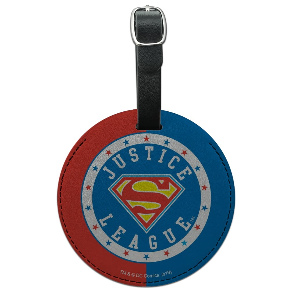 Justice League Superman Athletic Logo Round Leather Luggage Card ...