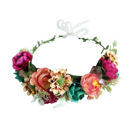 Adjustable Flower Headband Women Floral Crown Hair Wreath Floral ...