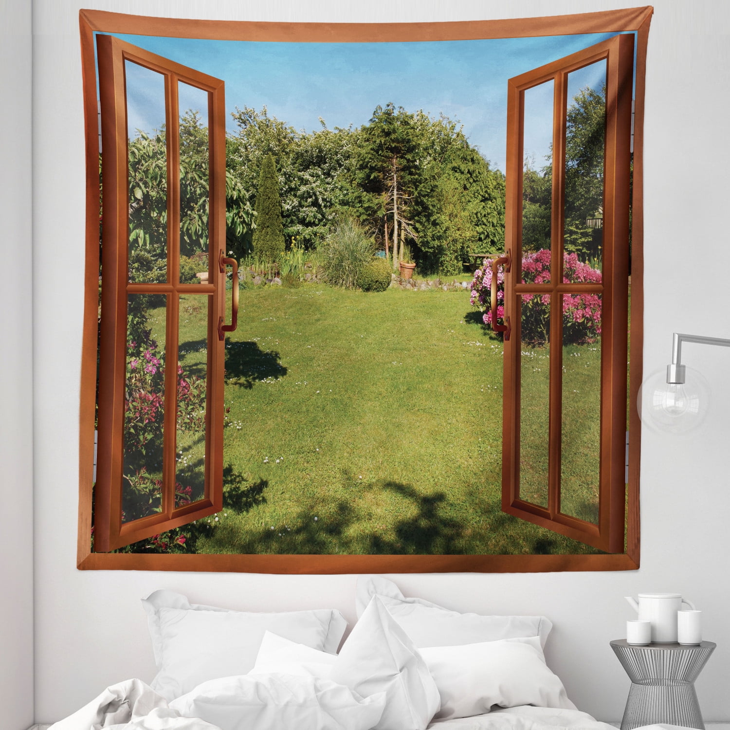 Garden Art Tapestry, Digitally Illustrated Window to Floral Spring ...