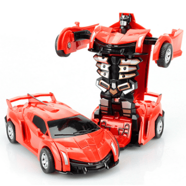 9" Transforming Robot Truck- 2 in 1 Lights Sound- Bump n Go Action Red ...