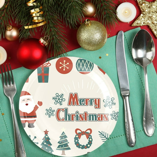 Christmas Paper Plates,Disposable Holiday Paper Plates,10 Pieces Santa ...