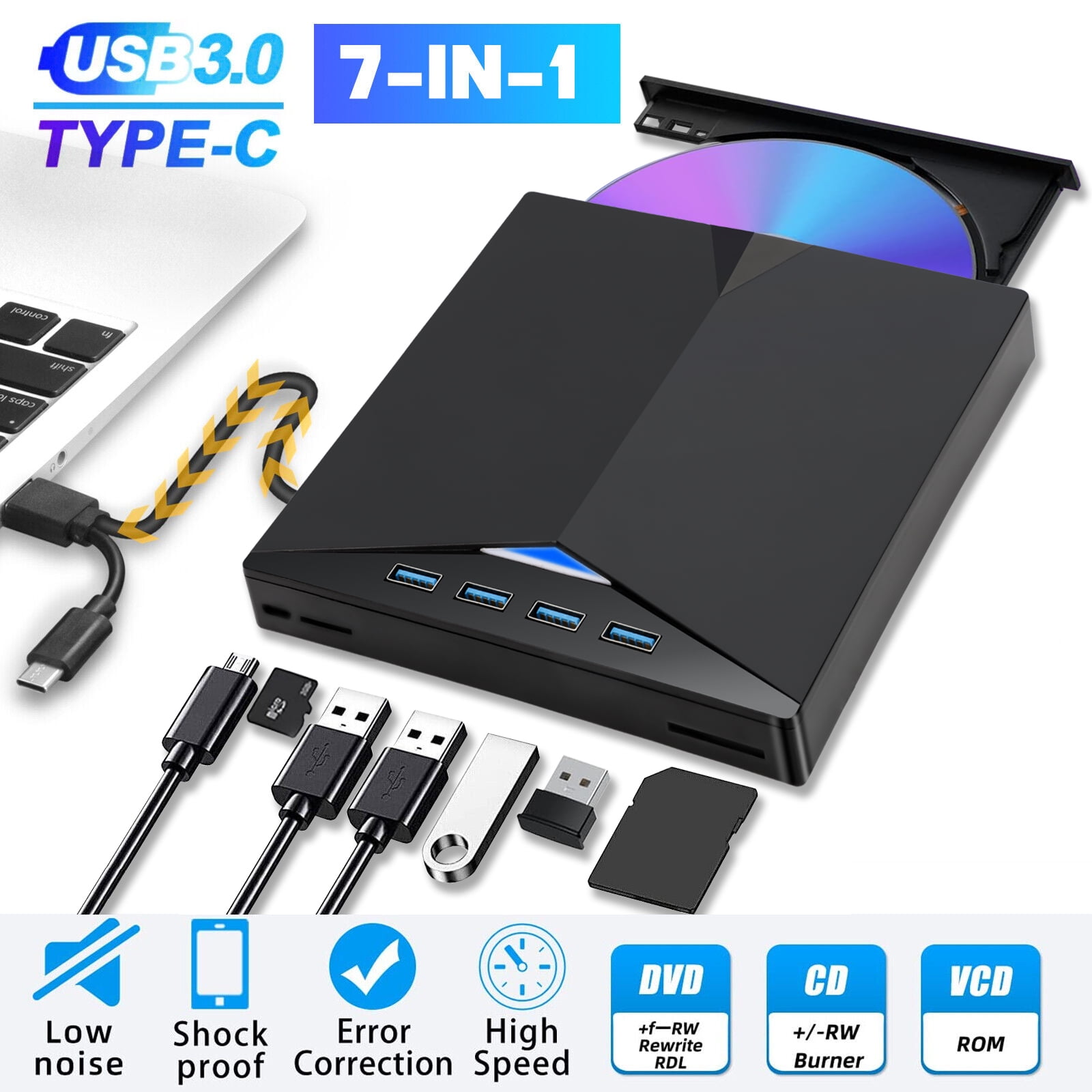 Click here for Tsv 7 In 1 Usb 3.0 Multi-Function External Cd/Dvd... prices