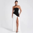 2026 New Fashion Women's Black White Color Block Halter Sash Strapless ...