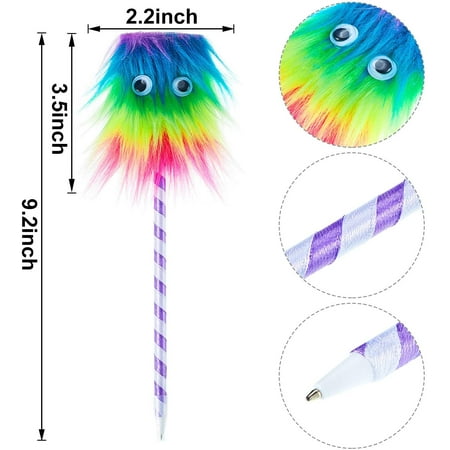 20 Pieces Rainbow Monster Pens Cute Monster Fluffy Pen for School ...