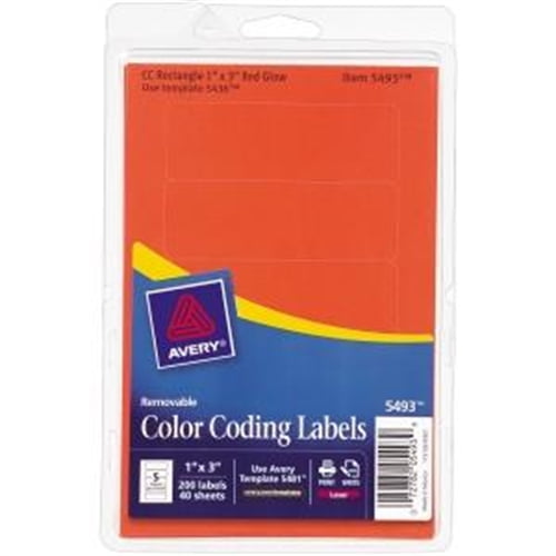 Avery Neon Red Removable Print or Write Color Coding Labels for Laser ...